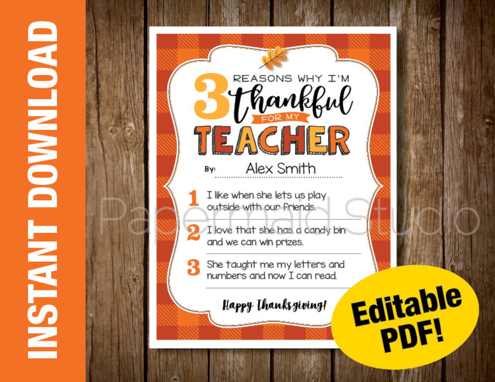 PRINTABLE Teacher Thanksgiving Card School Teacher - Etsy