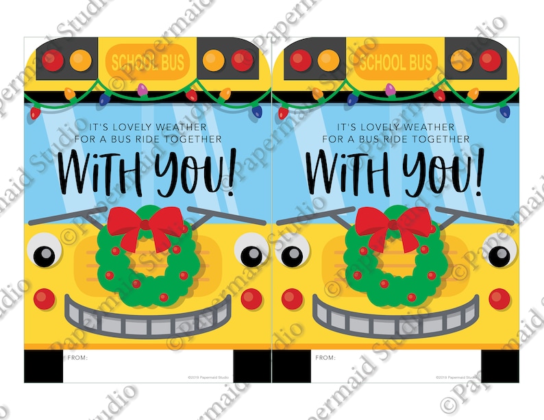 PRINTABLE Bus Driver Christmas Card Thank You Printable Bus | Etsy