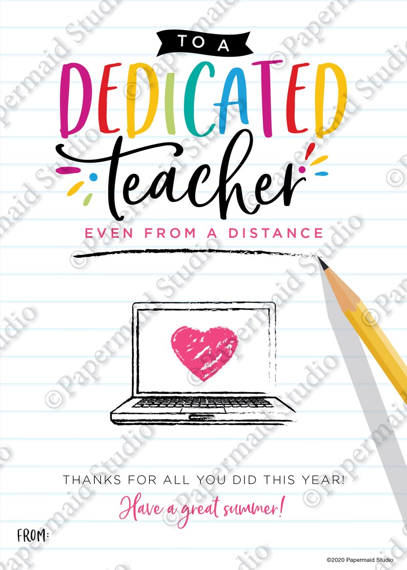 Virtual Teacher Thank You Gift Card Holder Printable - Distance ...