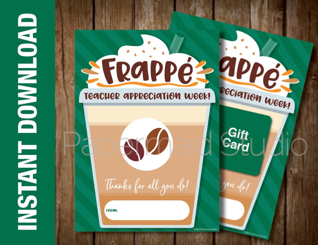 Teacher Appreciation Gift - Printable Teacher Coffee Gift Card Holder ...