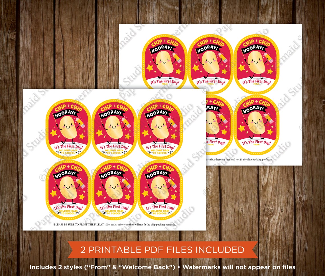 First Day of School Chip Labels - Printable Snack Size Chips Tags ...