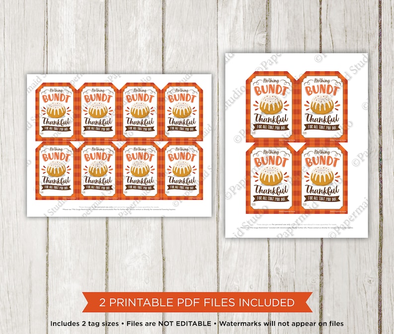 Bundt Cake Tag - Thanksgiving Bundt Cake Thank You - Nothing Bundt ...