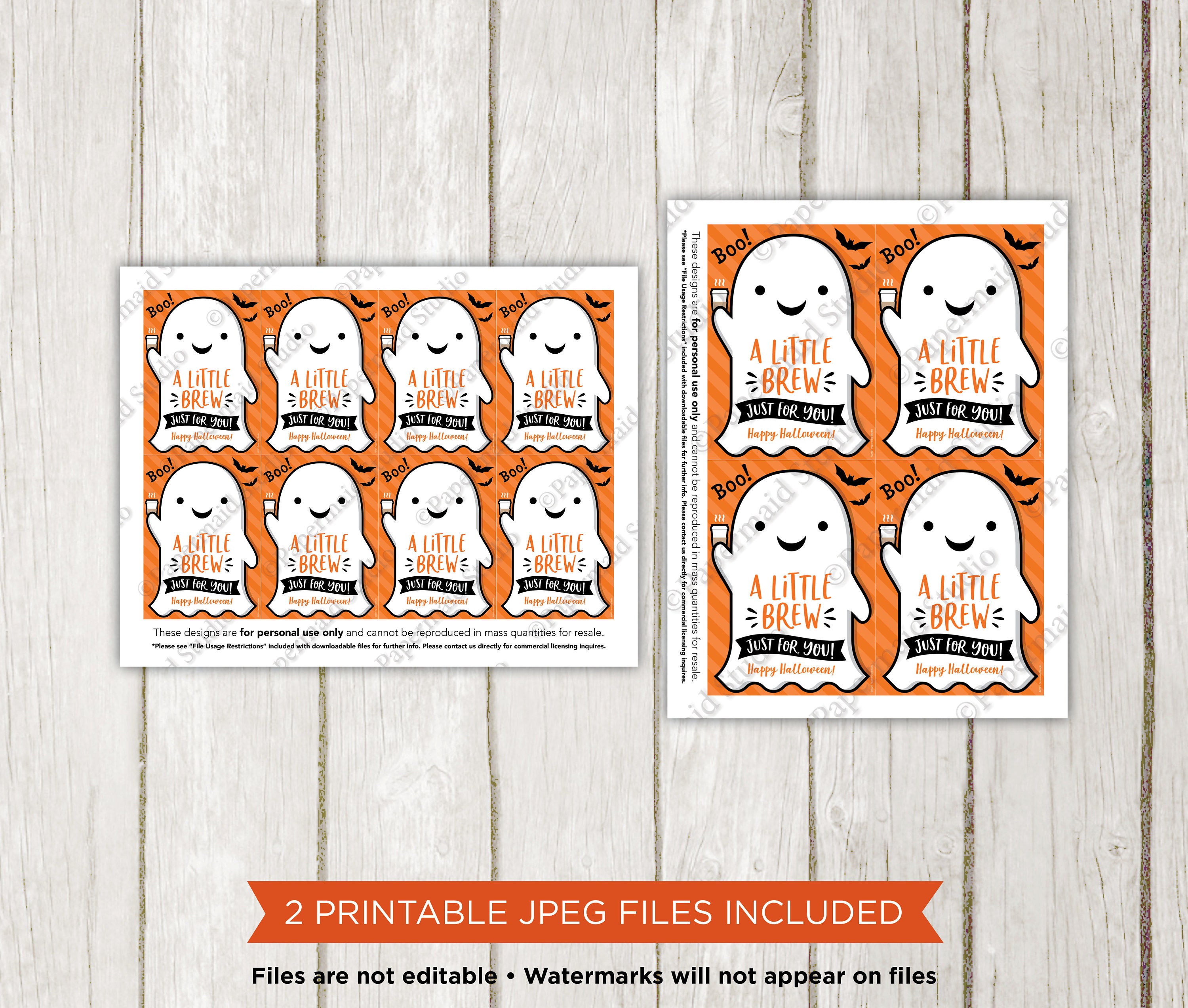 Halloween Gift Tag for Coffee - Teacher Halloween Hang Tag - Ghost ...