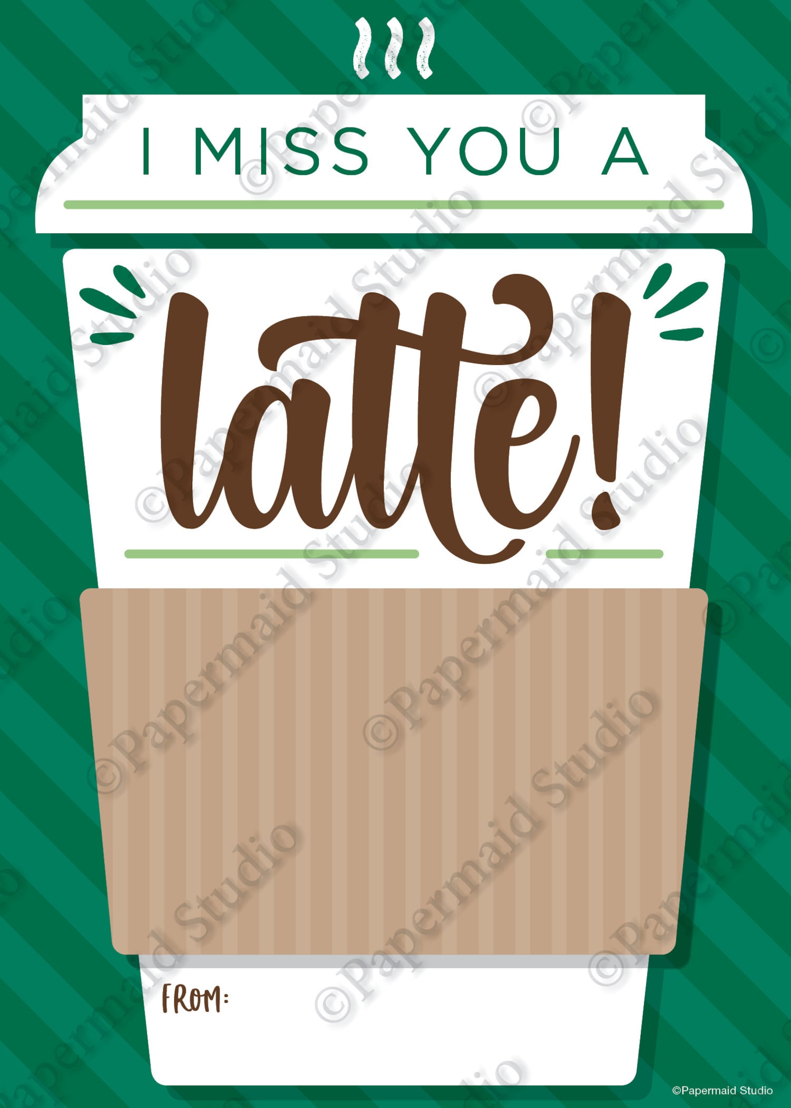 PRINTABLE I Miss You a Latte Coffee Gift Card Holder - Long Distance ...