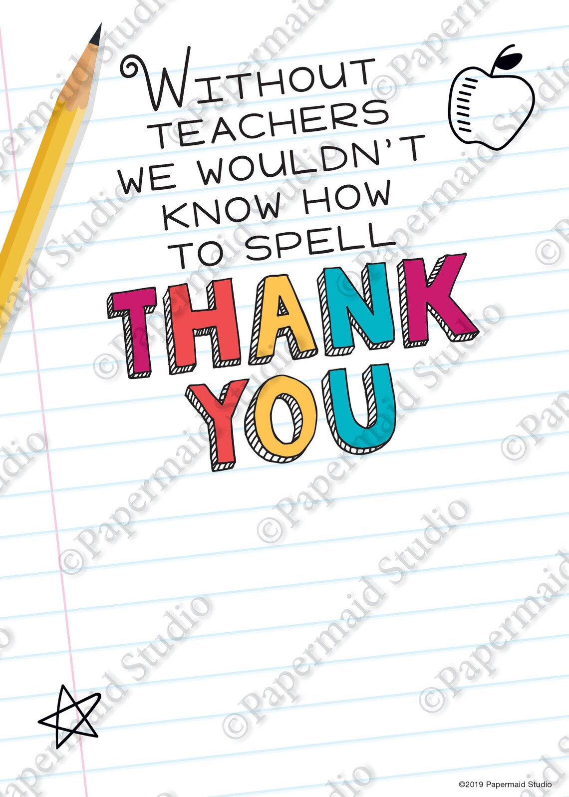 PRINTABLE Teacher Thank You Card End of Year Teacher Card | Etsy