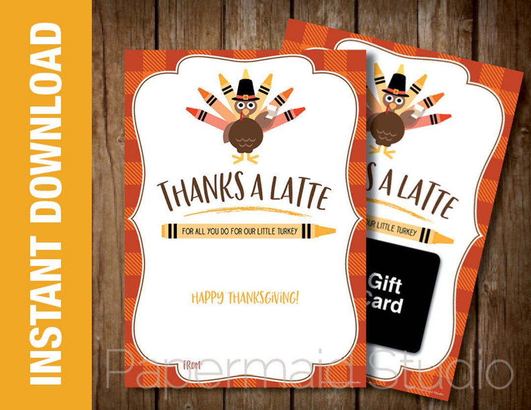 PRINTABLE Teacher Thanksgiving Coffee Gift Card Holder - School ...