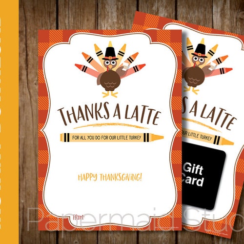 PRINTABLE Thanksgiving Coffee Gift Card Holder Teacher - Etsy