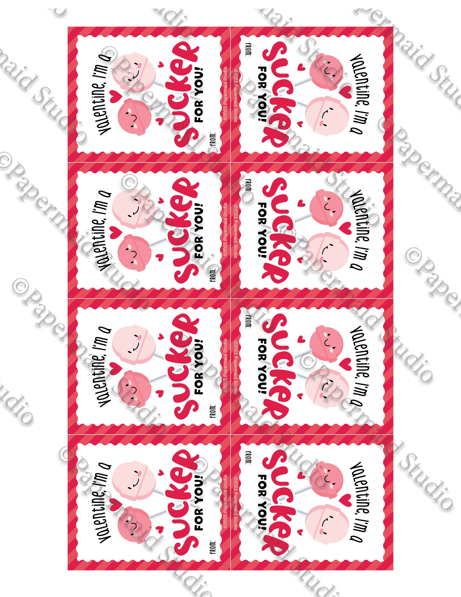 PRINTABLE Valentine's Day Lollipop Sucker Tag Valentine - Etsy