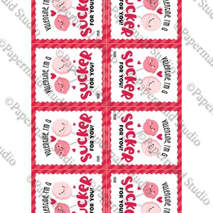 PRINTABLE Valentine's Day Lollipop Sucker Tag - Valentine I'm a Sucker ...