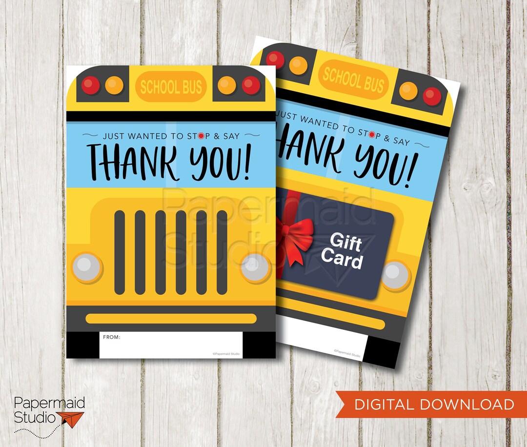 Bus Driver Gift Printable - Bus Driver Appreciation - Bus Driver Gift ...