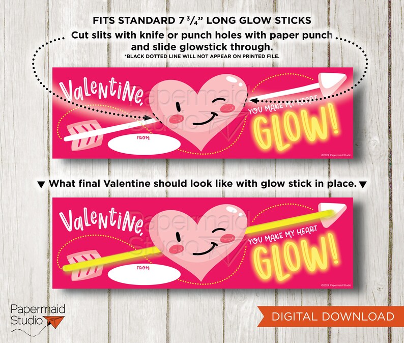 Glow Stick Valentines - Printable Glowstick Valentines Tags - Glow ...