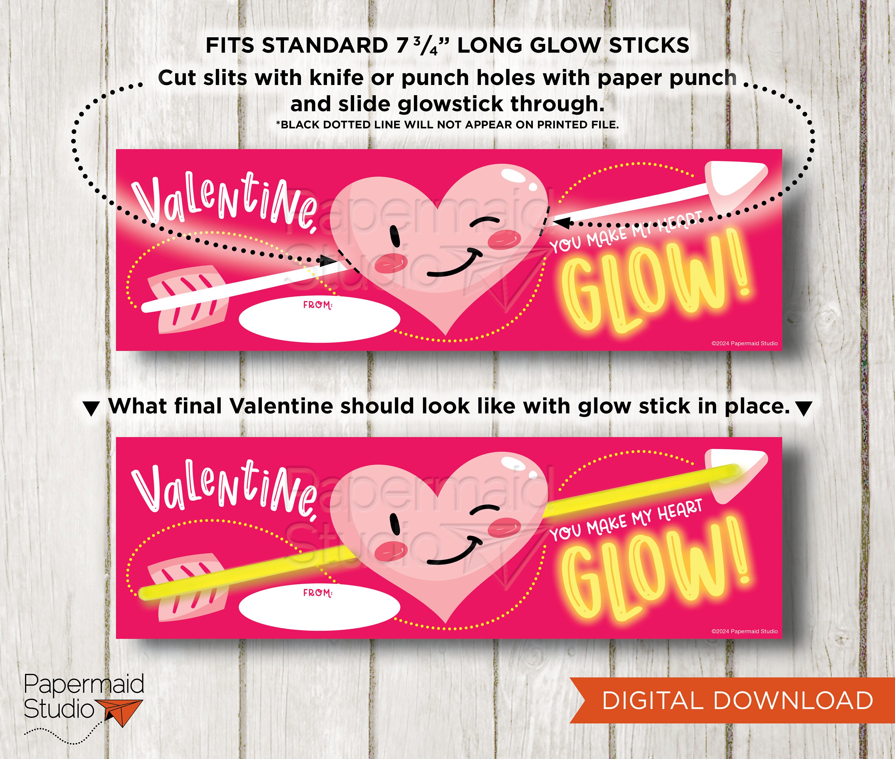 Glow Stick Valentines - Printable Glowstick Valentines Tags - Glow ...