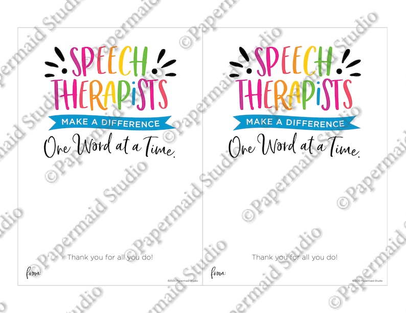 Speech Therapist Thank You Card Printable Teacher - Etsy