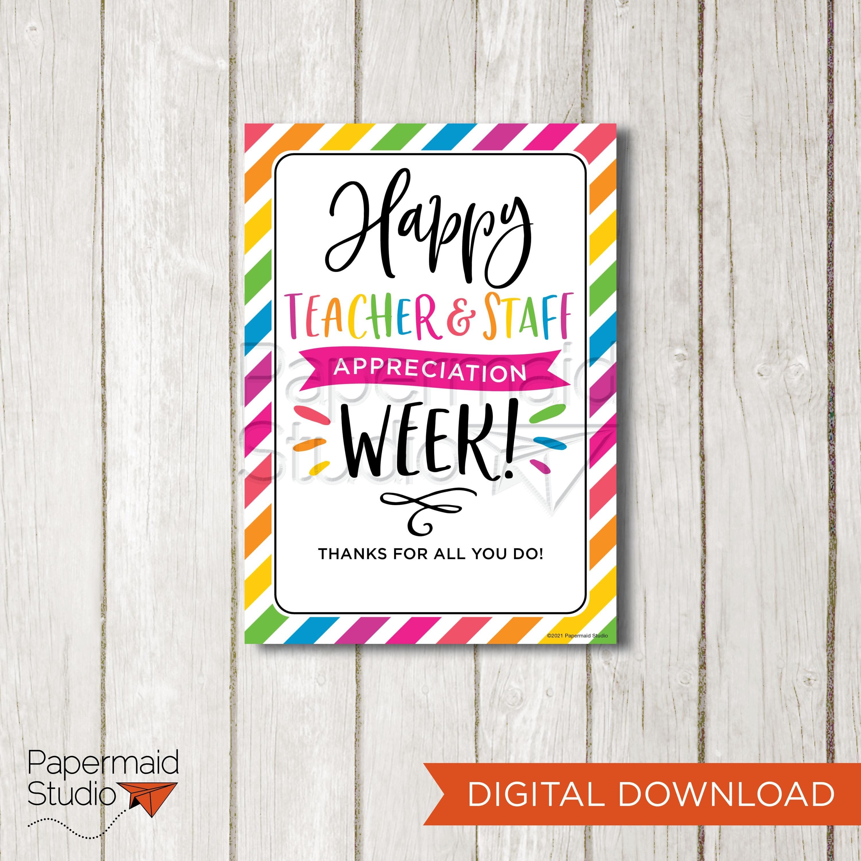 Teacher and Staff Appreciation Week Card Printable - Employee Staff ...