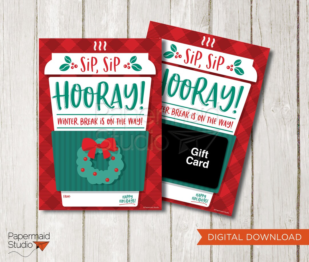 Teacher Christmas Gift Card Holder Printable - Teacher Coffee Gift Card ...