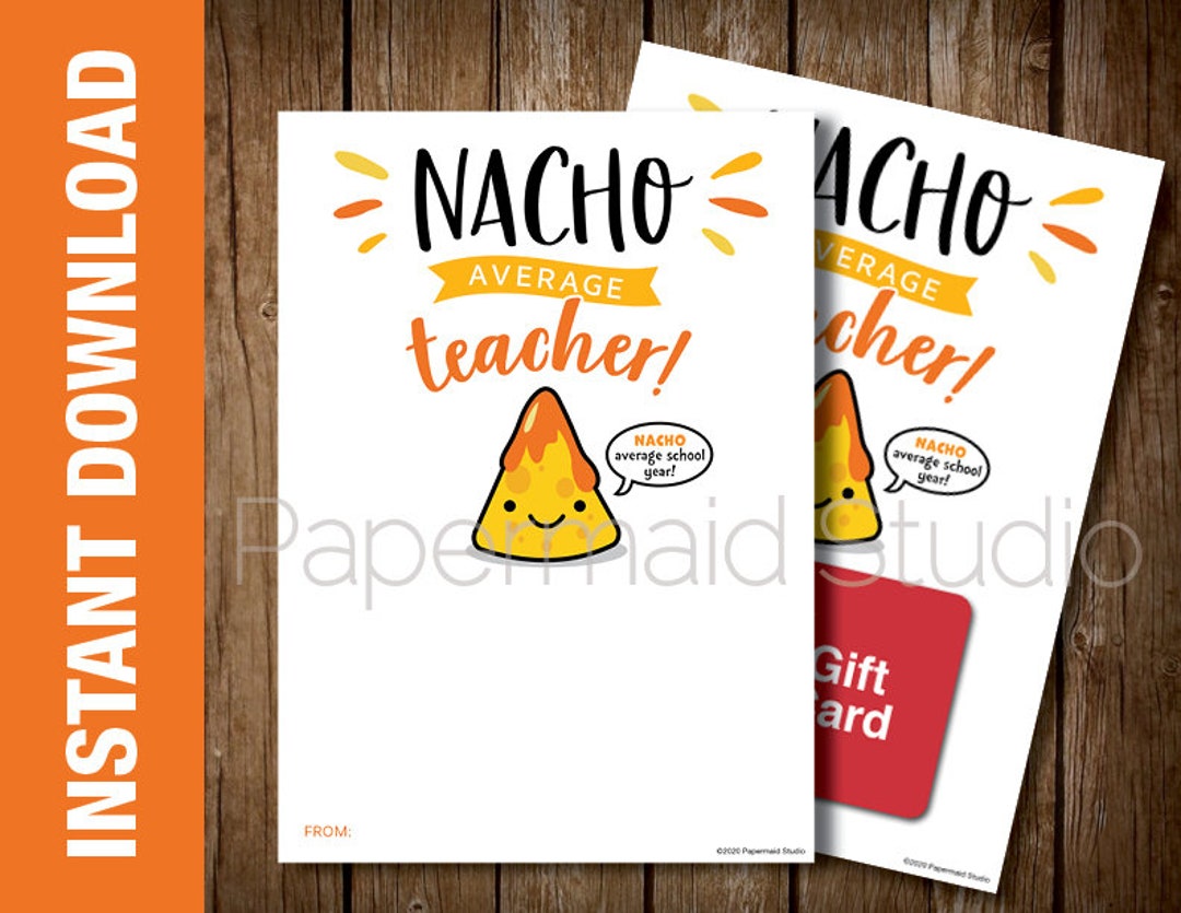 PRINTABLE Teacher Thank You Card - Taco Gift Card Holder for Teacher ...