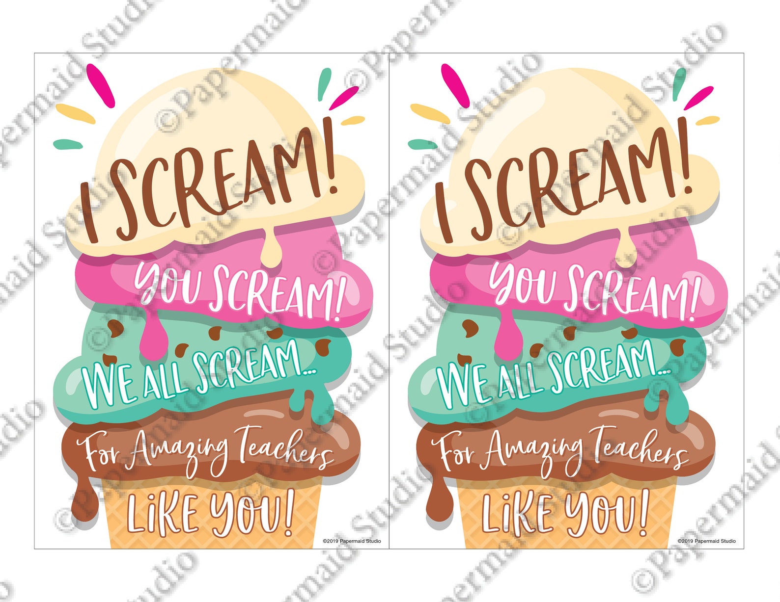 PRINTABLE Teacher Ice Cream Gift Card Holder Teacher - Etsy