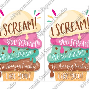 PRINTABLE Teacher Ice Cream Gift Card Holder - Teacher Appreciation ...