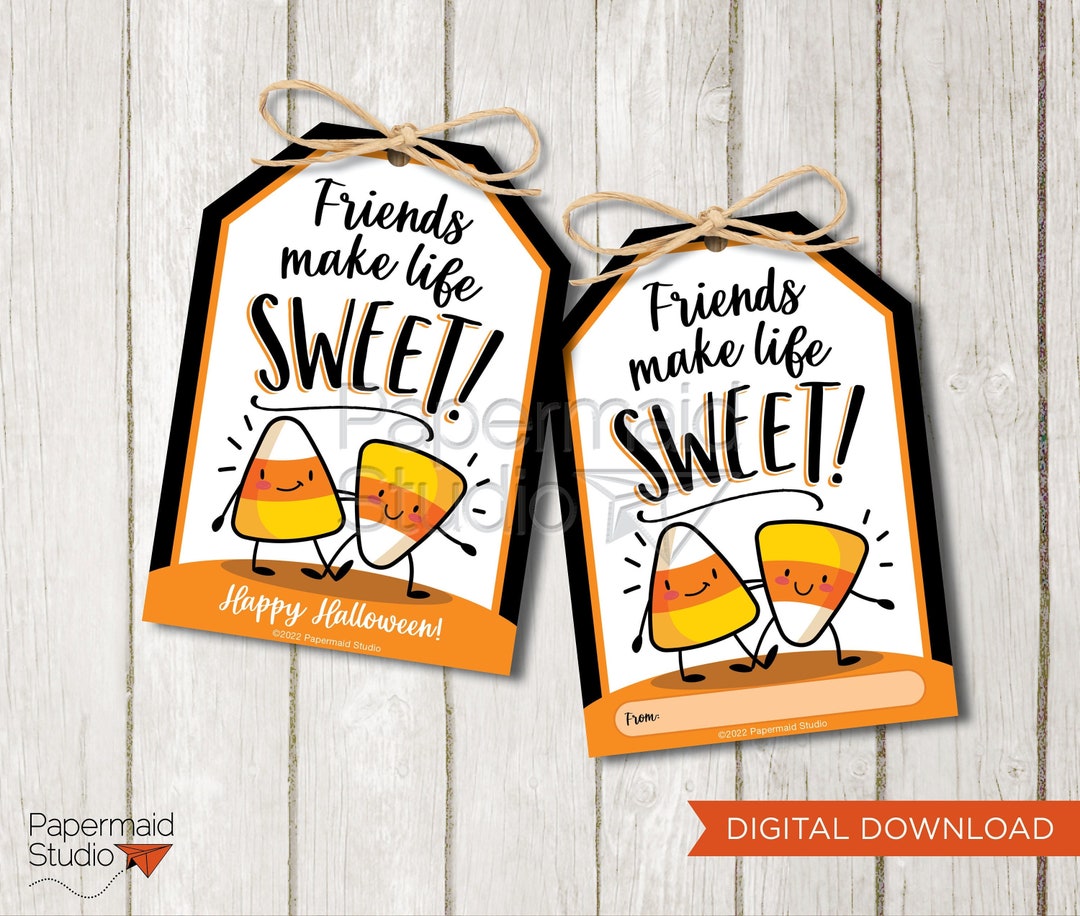 Halloween Gift Tag Printable - Friend Halloween Candy Tag - Candy Corn ...