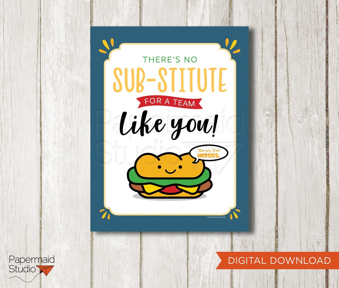 Employee Appreciation Gift - Printable Sub Sandwich Thank You Sign ...