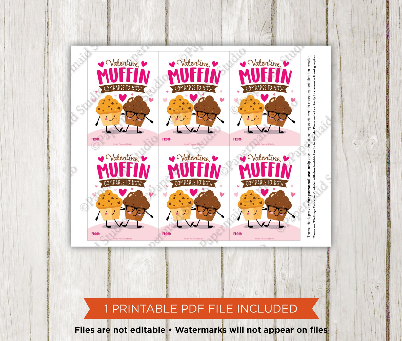 Valentine Muffin Tags - Printable Muffin Valentines Tag - Mini Muffins ...