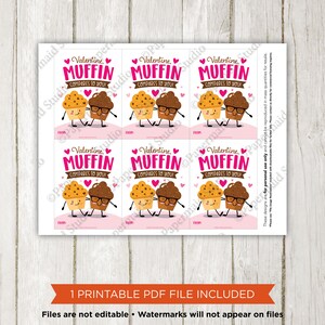 Valentine Muffin Tags - Printable Muffin Valentines Tag - Mini Muffins ...