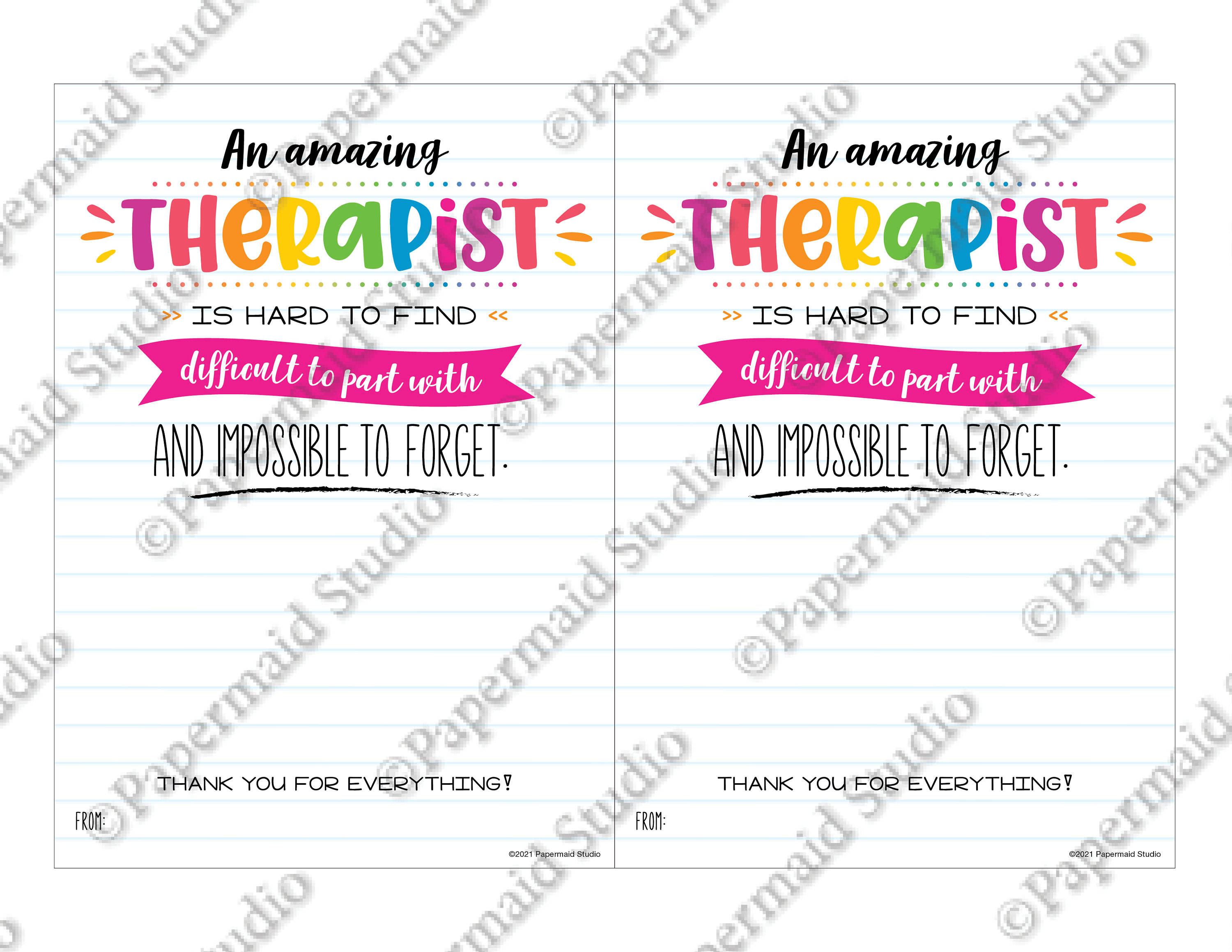 Printable Therapist Thank You Card Teacher Appreciation Week - Etsy