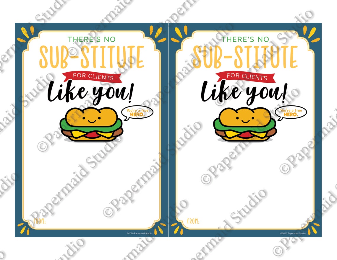 PRINTABLE Client Thank You Sub Sandwich Gift Card Holder | Etsy