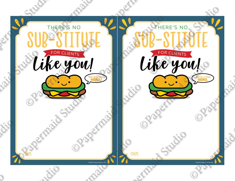PRINTABLE Client Thank You Sub Sandwich Gift Card Holder | Etsy