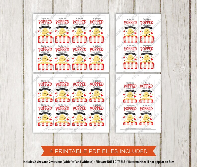 Valentine Popcorn Tags - Printable Valentine Popcorn Labels - Valentine ...