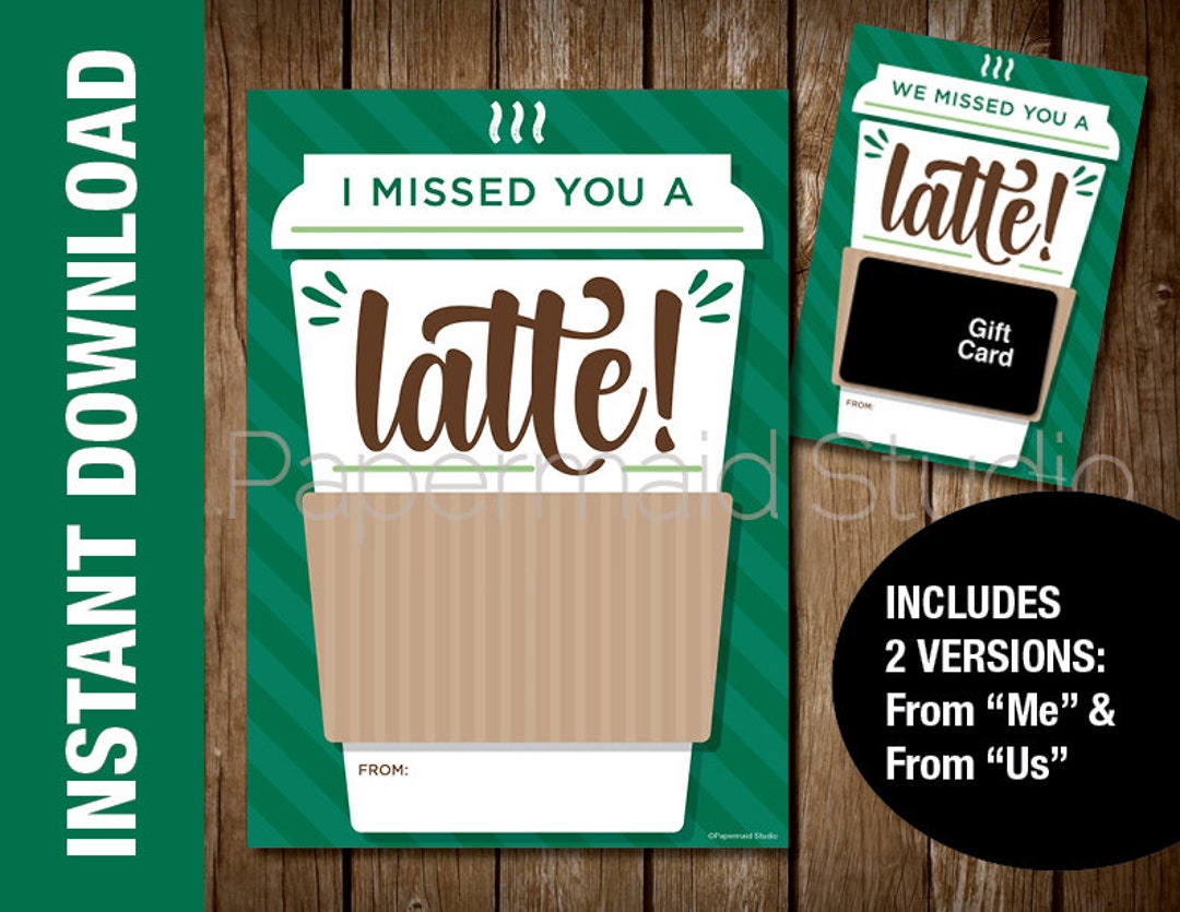 PRINTABLE I Missed You a Latte Coffee Gift Card Holder - Coworker We ...