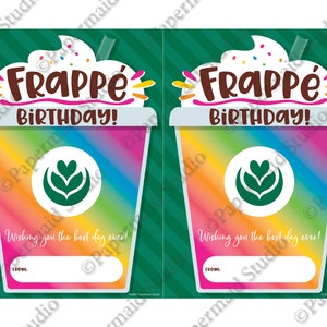 PRINTABLE Birthday Coffee Gift Card Holder - Frappe Iced Coffee ...