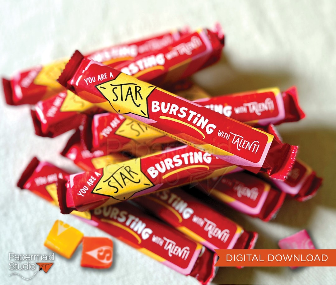Star Candy Label Printable - Dance Class Treat - Drama Candy Reward ...