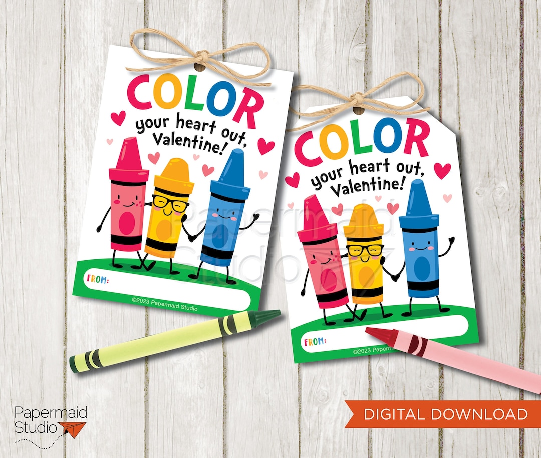 Crayon Valentine Tag Printable - Valentine's Day Crayon Label ...