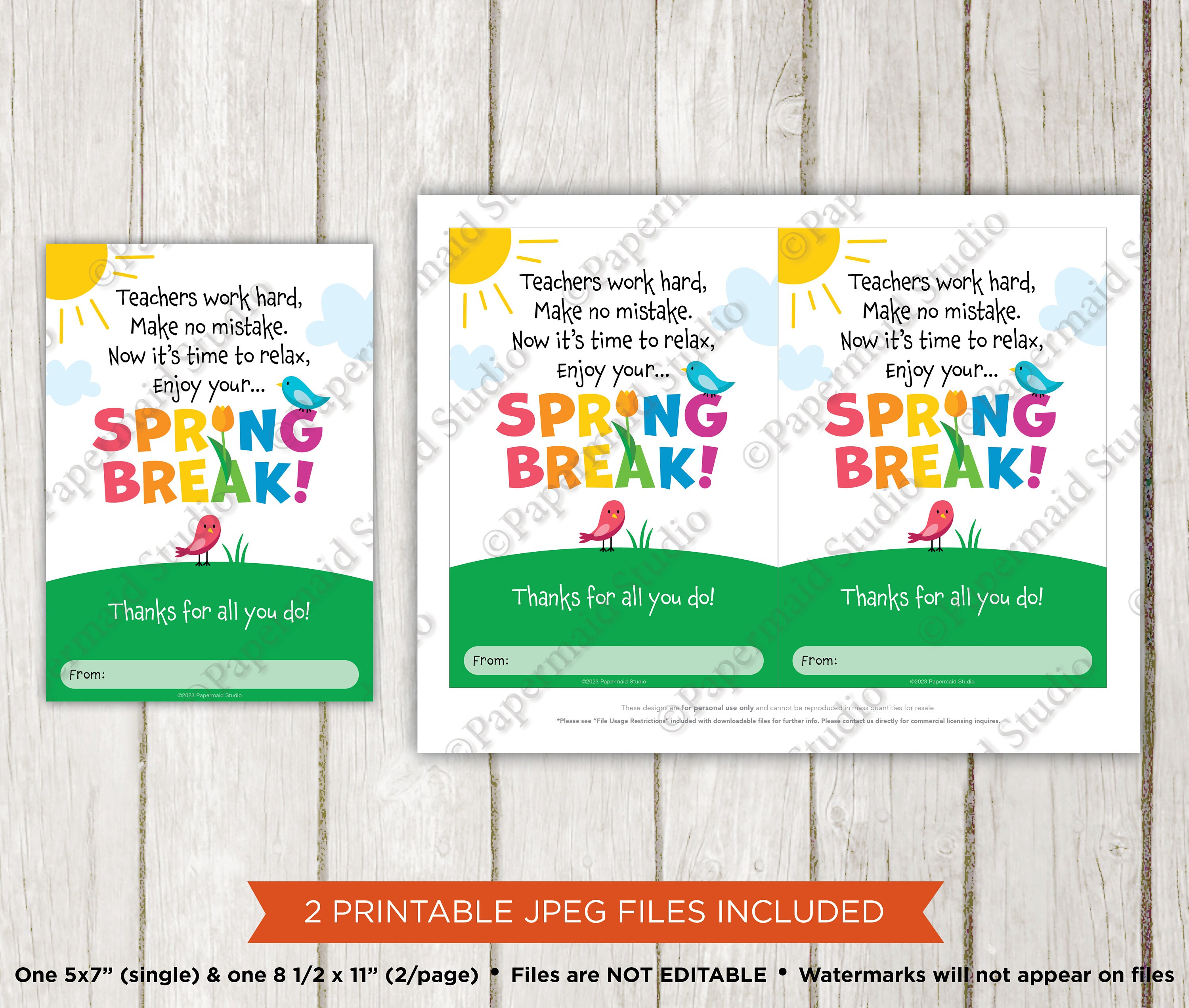 Teacher Spring Break Card Teacher Easter Break Gift Card - Etsy Canada