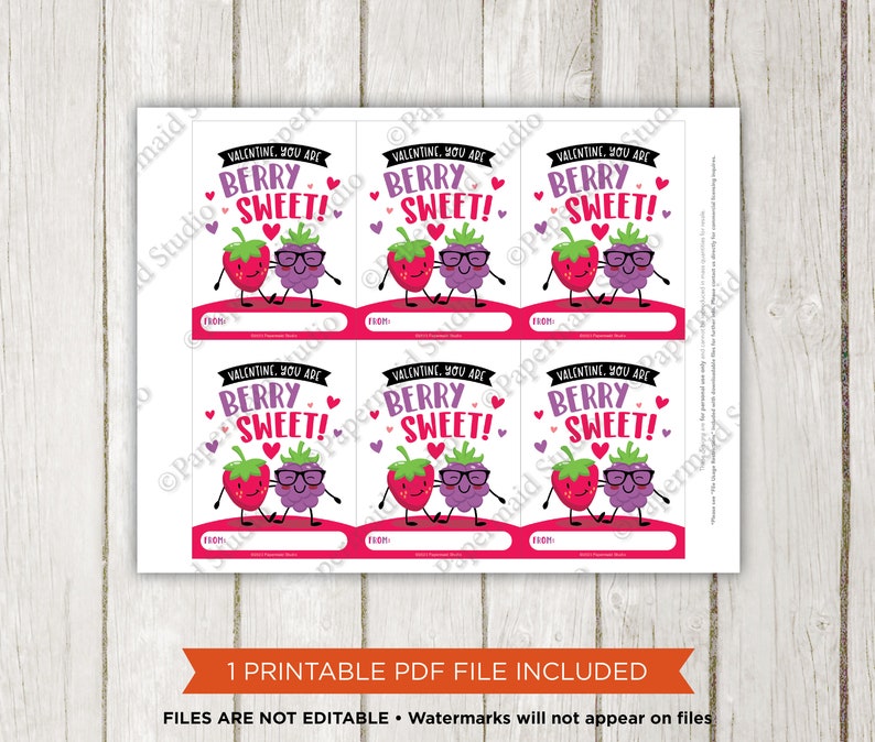 Fruit Snack Valentine Tags - Printable Valentine Fruit Snack Labels ...