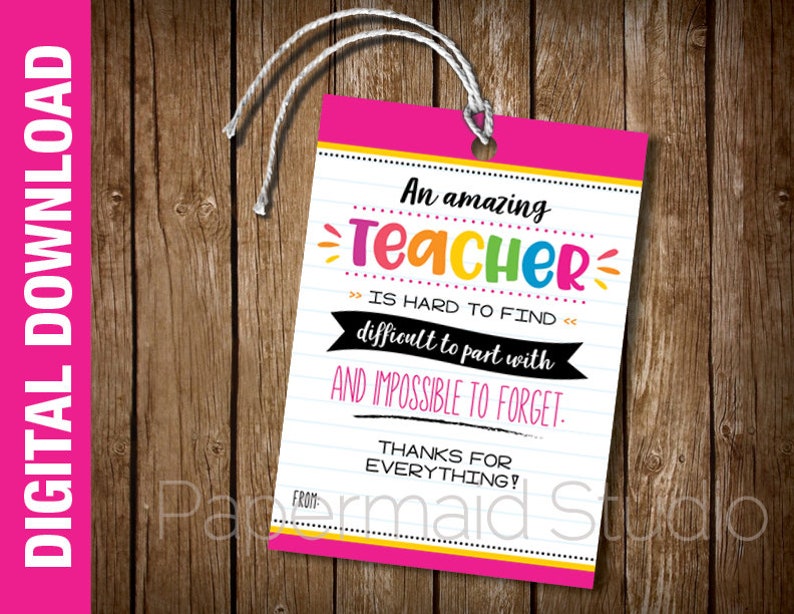 Printable Teacher Thank You Gift Tag Teacher Appreciation - Etsy