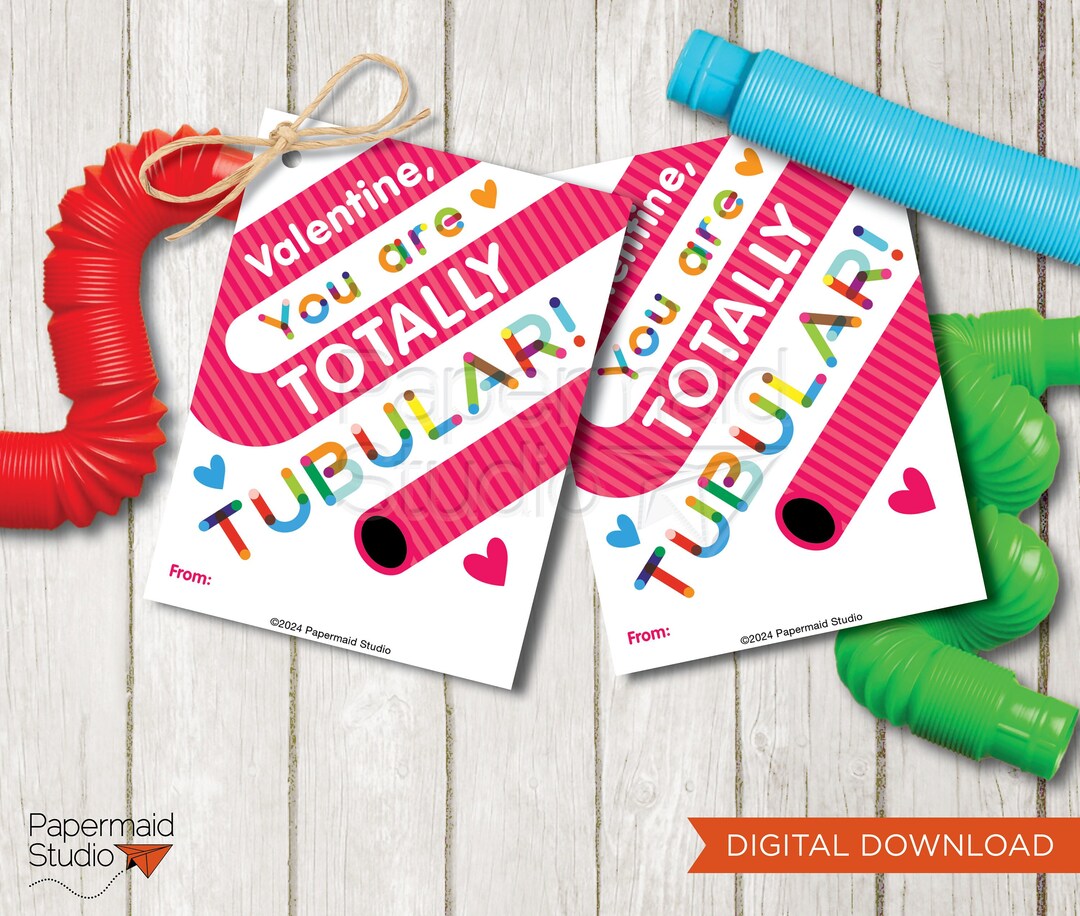 Valentine Pop Tube Tag Printable - Sensory Flex Tube Valentines Tag ...