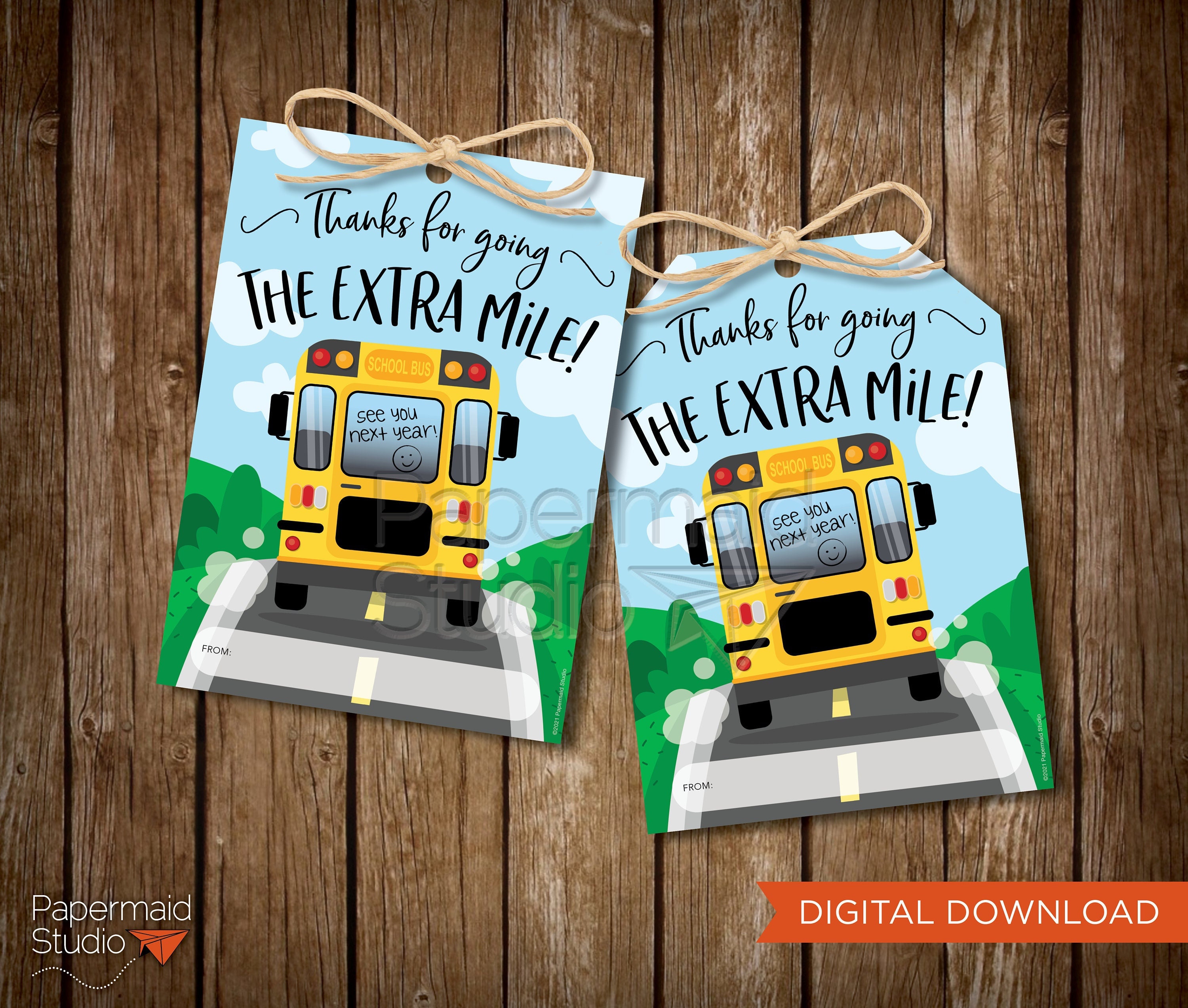 Bus Driver Gift Tag Printable - Bus Driver Thank You Card - Bus Driver ...