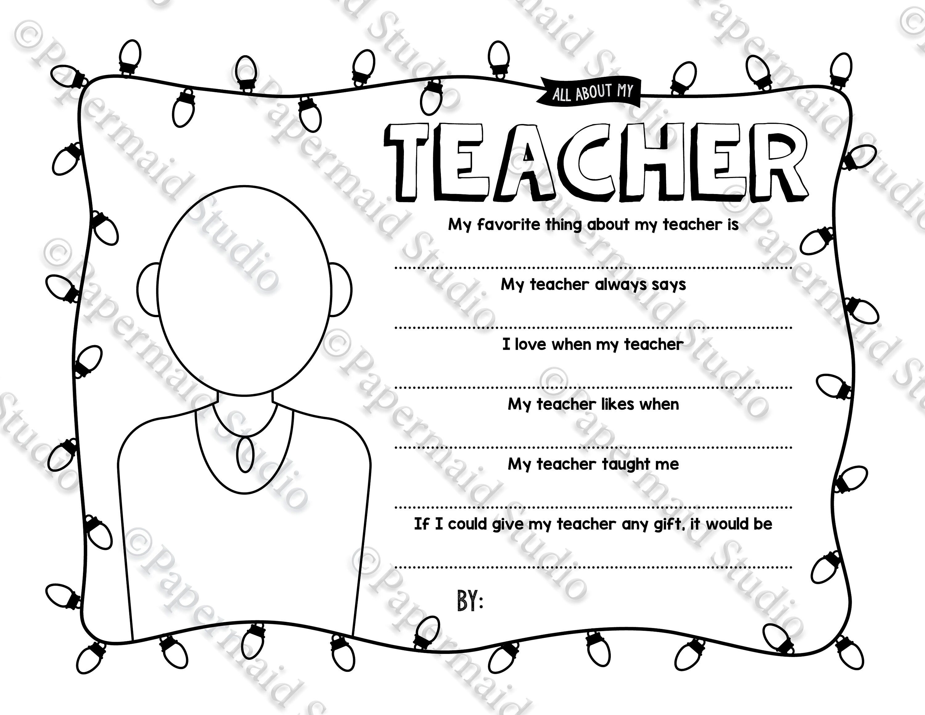 PRINTABLE All About Myteacher Christmas Card - Teacher Coloring Sheet ...