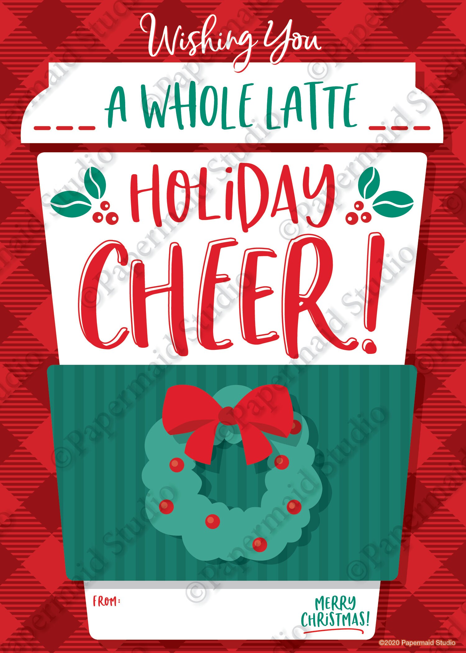PRINTABLE Christmas Coffee Gift Card Holder Thanks a Latte - Etsy