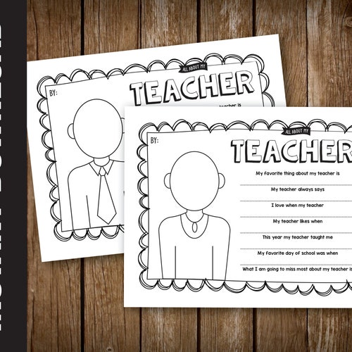 Teacher Christmas Gift Printable All About My Teacher Card - Etsy
