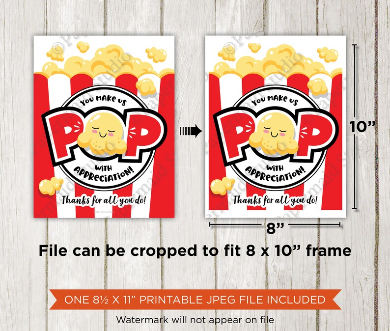Teacher Appreciation Printable Popcorn Sign Employee - Etsy