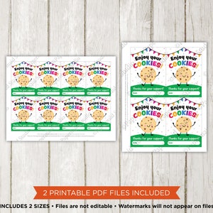 Cookie Thank You Tags Printable - Cookie Booth Thank You Note - Cookie ...