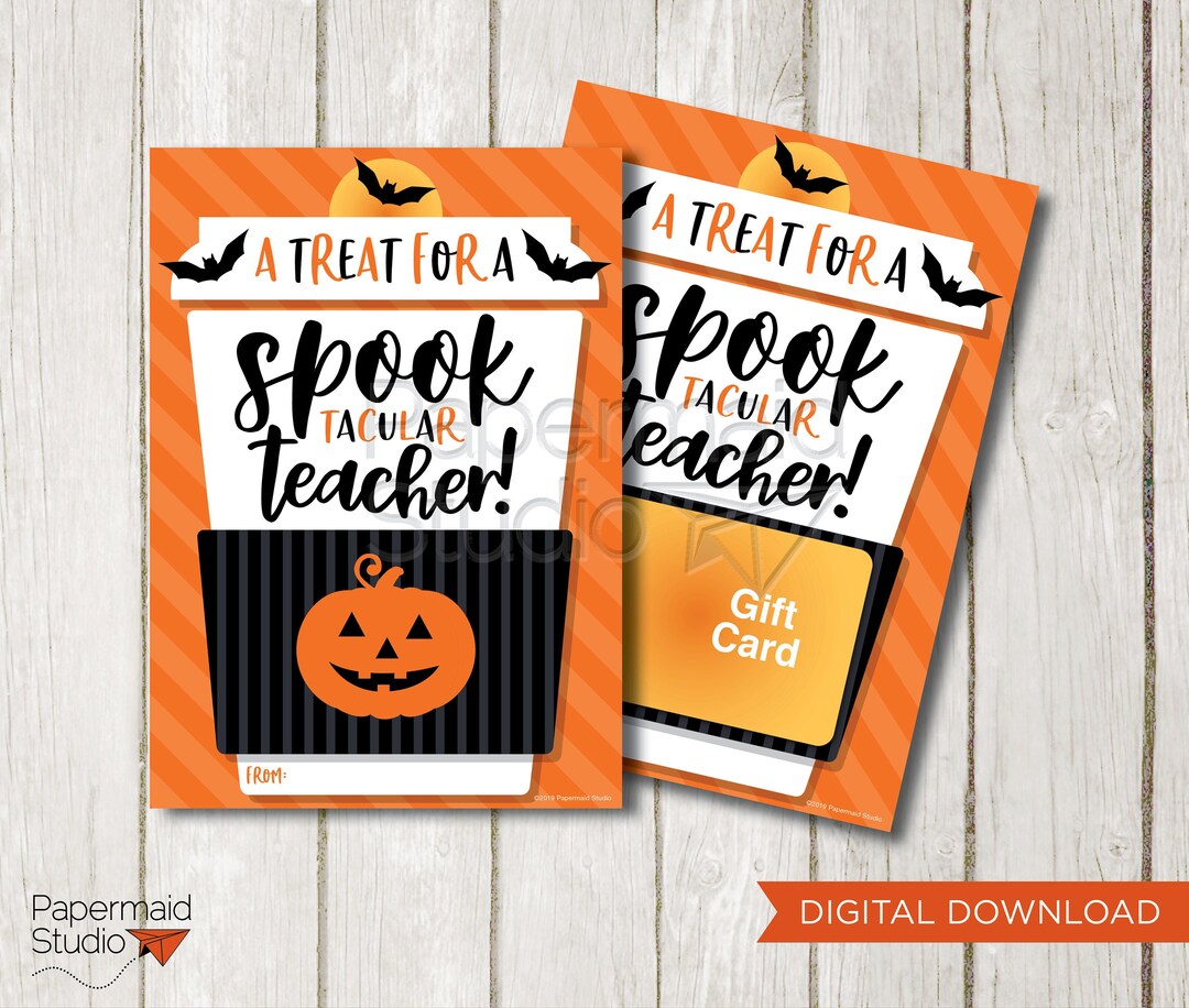 Teacher Halloween Gift Card Holder Printable - Teacher Coffee Card ...