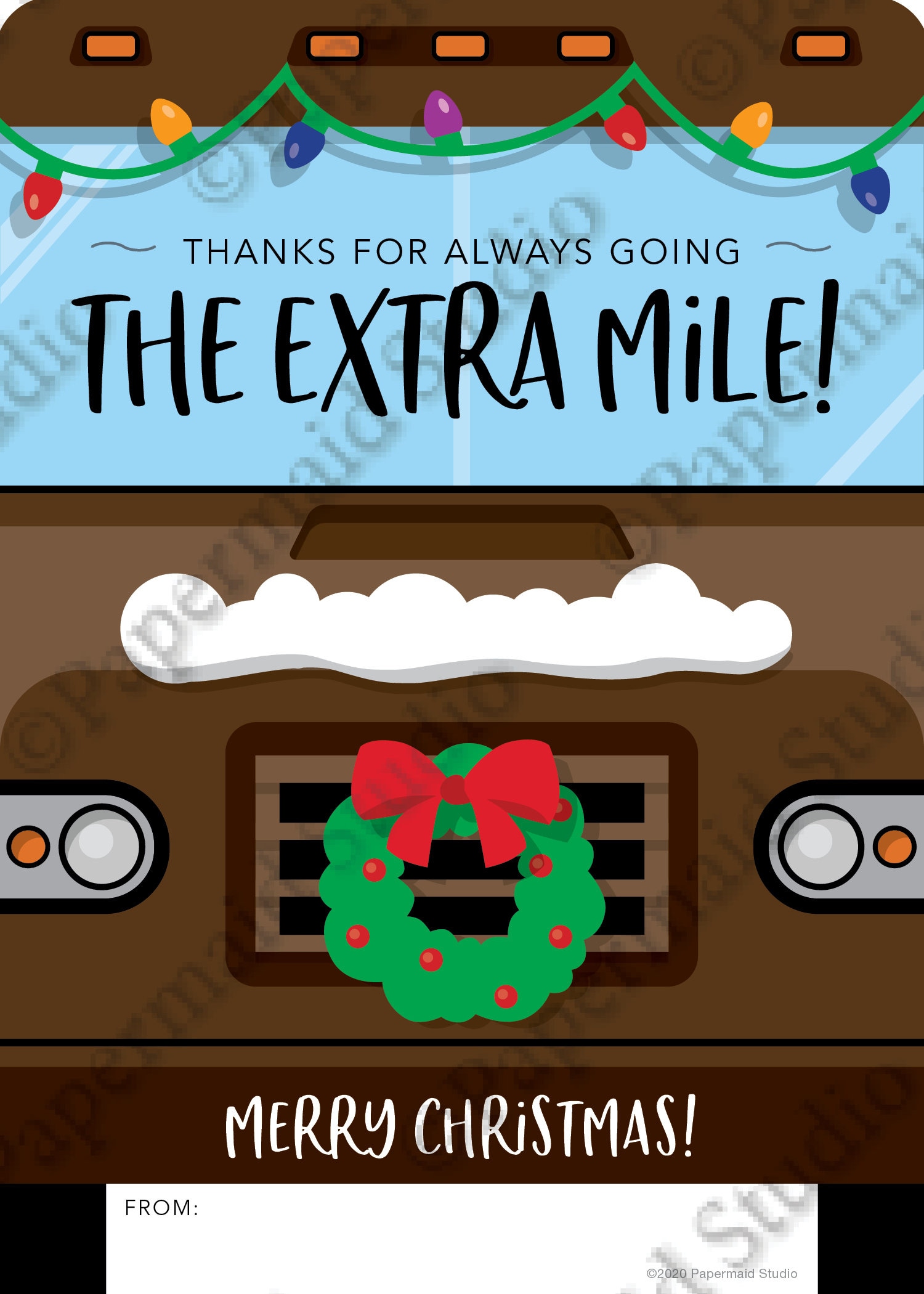 PRINTABLE Delivery Truck Driver Christmas Thank You Card - Package ...