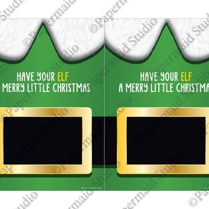 PRINTABLE Elf Holiday Card Printable Elf Themed Christmas Gift Card ...