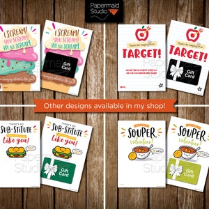 Volunteer Thank You Card Printable Gift Card Holder - Class Helper ...