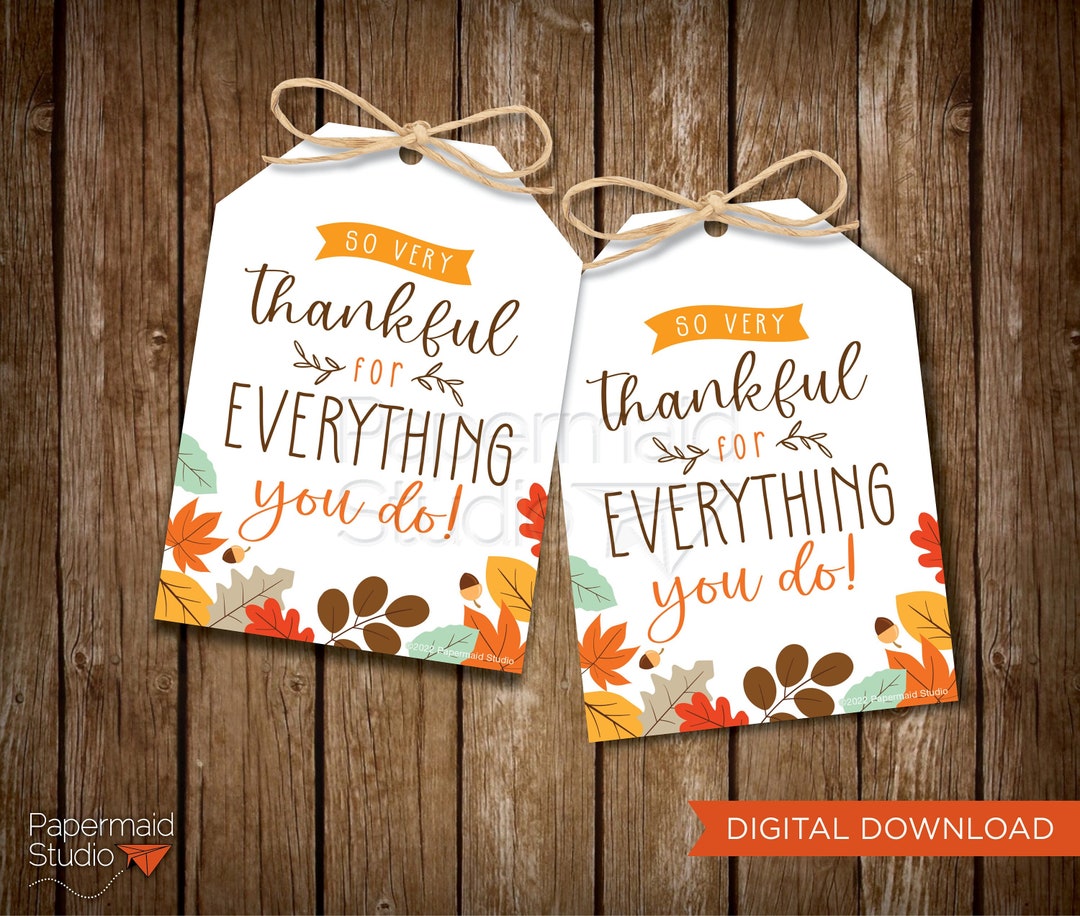 Thanksgiving Gift Tag Printable - Thanksgiving Thank You Card - Staff ...