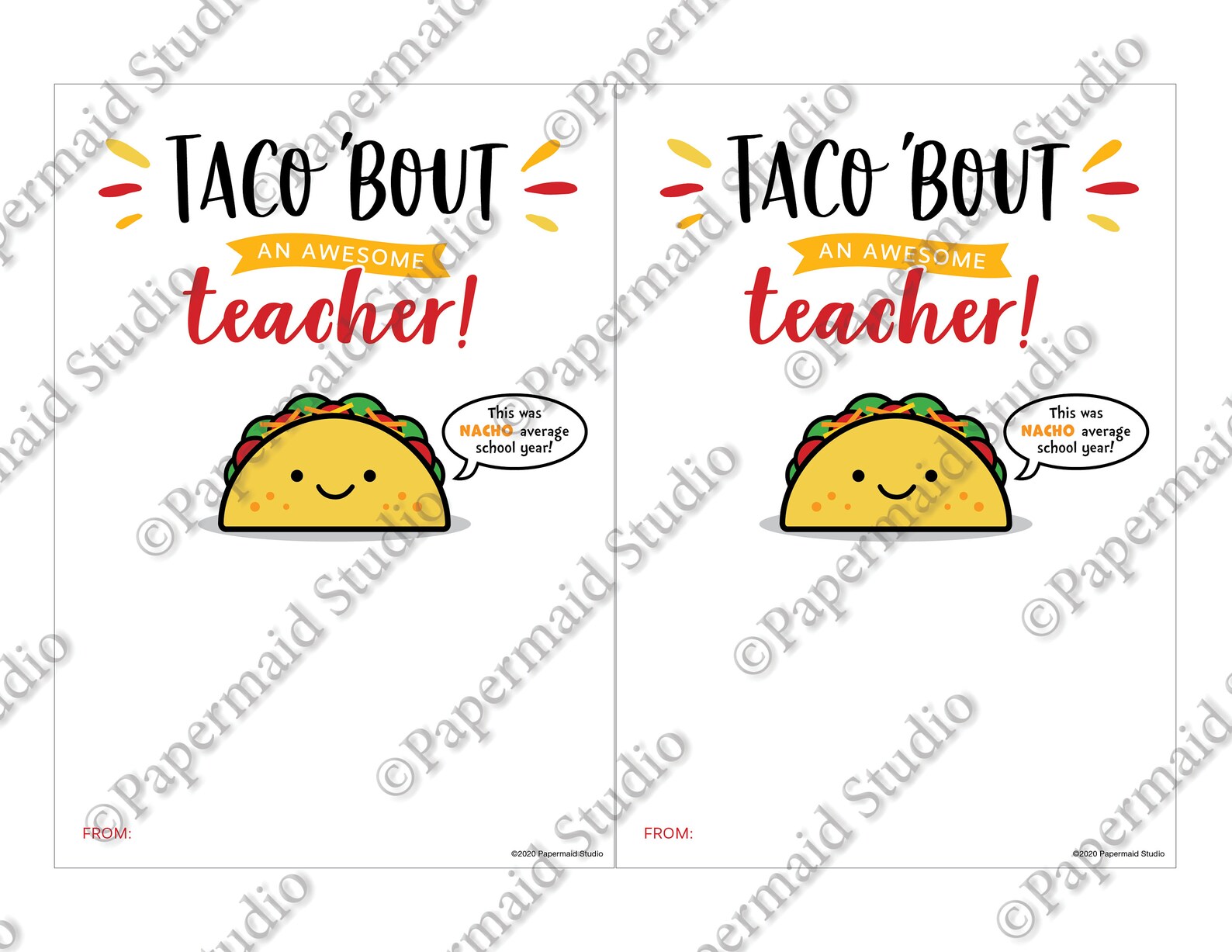 PRINTABLE Teacher Thank You Card Taco Gift Card Holder for - Etsy